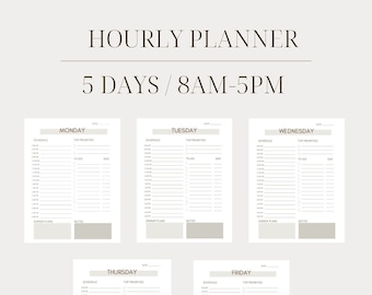 Weekly Hourly Planner Printable Weekly Hourly on One Page Undated ...