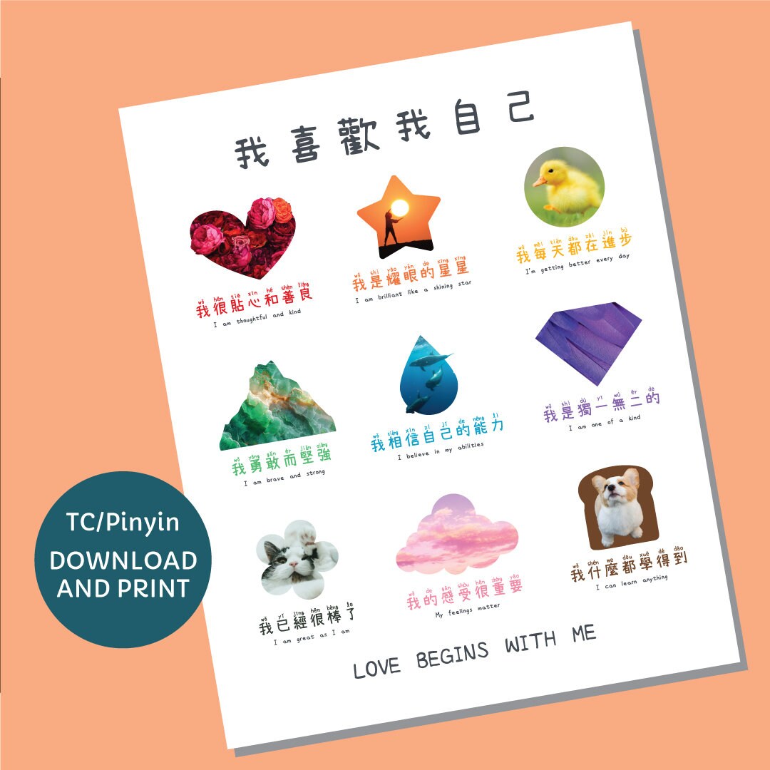 Affirmations Poster Traditional Chinese PINYIN - Etsy