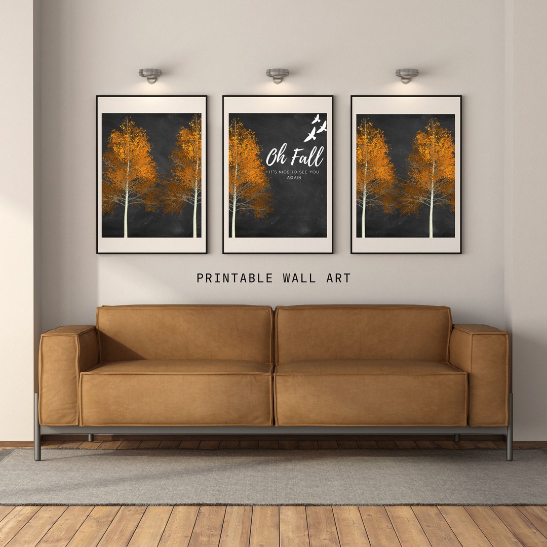 Autumn Printable Art, Set of 3, Modern Fall Vibes, Fall Tree Wall Art ...