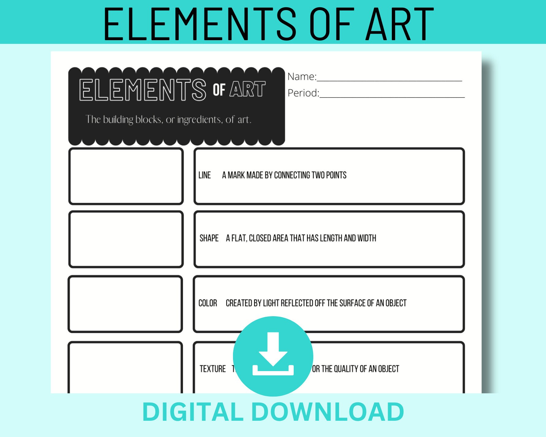 Elements of Art Worksheet - Etsy