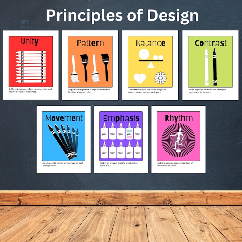 Principles of Design Poster Set, Art Classroom Wall Decor , Art Teacher ...