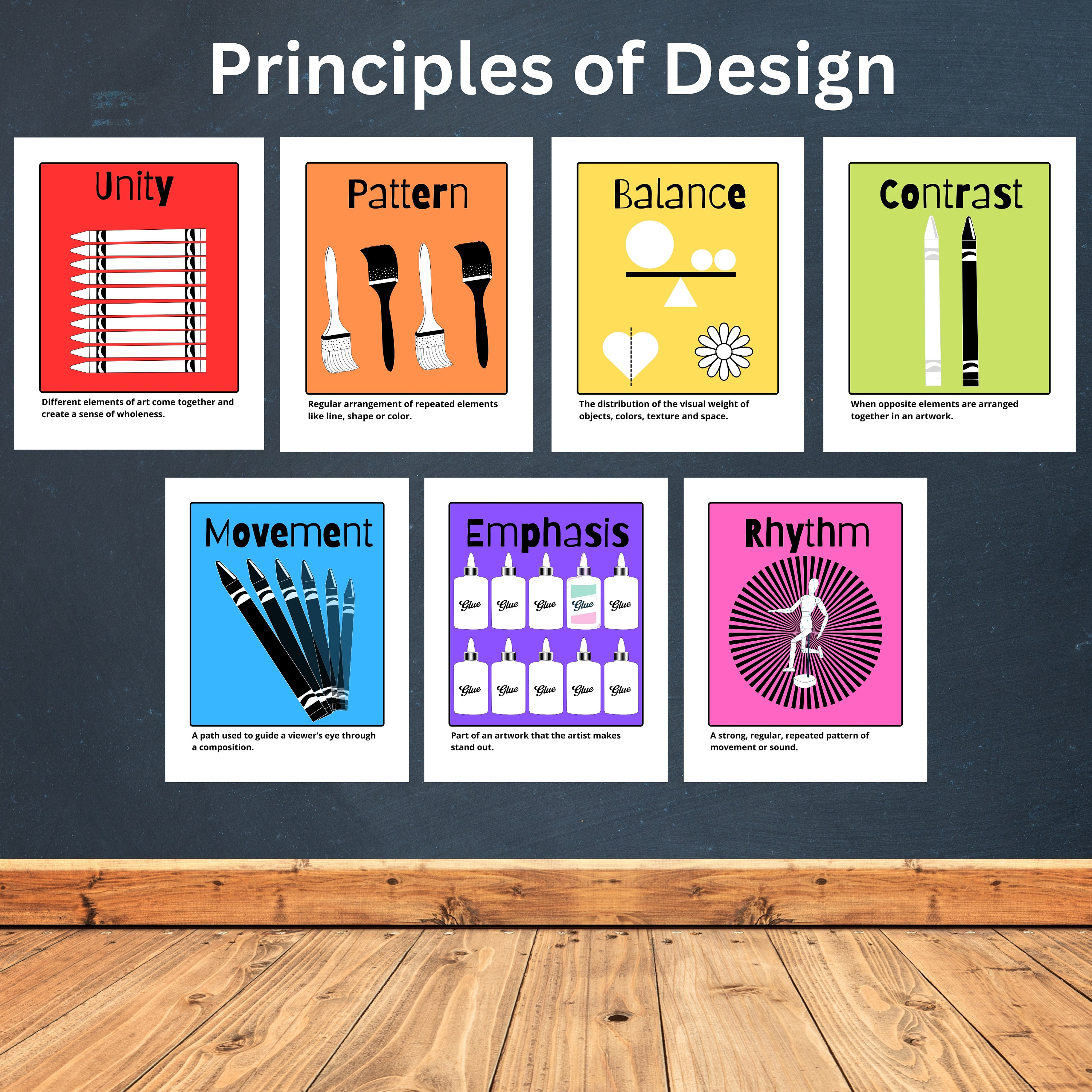 Principles of Design Poster Set, Art Classroom Wall Decor , Art Teacher ...