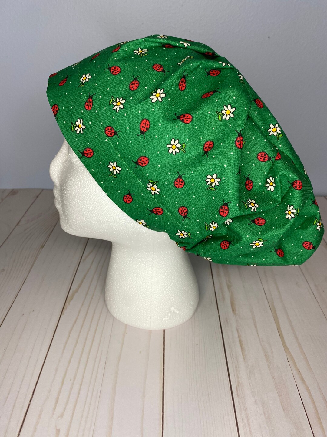 Euro Bouffant Hybrid Scrub Cap - Ladybugs, Handmade, USA - Etsy