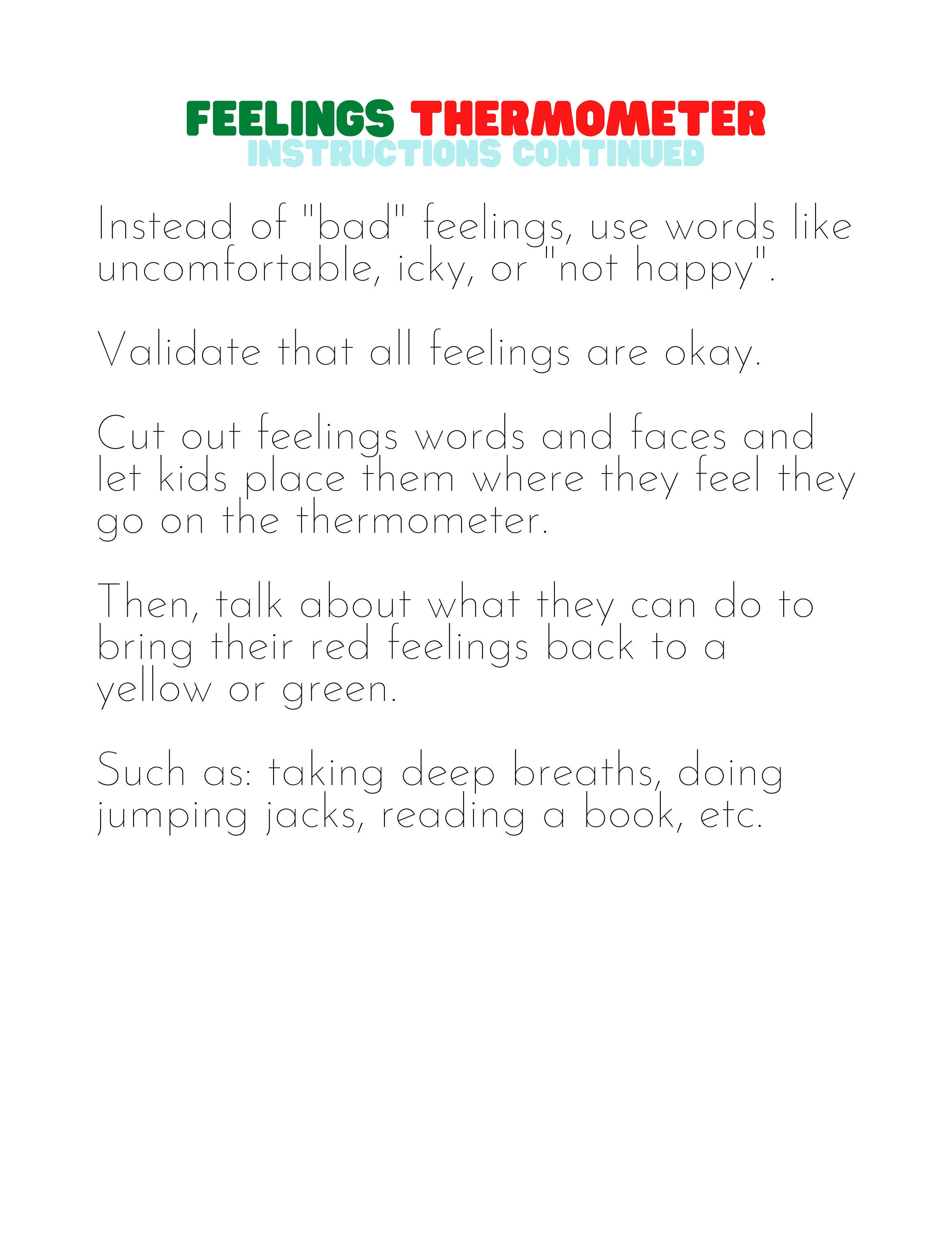 Feelings Thermometer Worksheet - Etsy