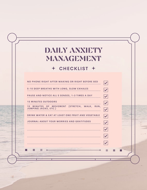 Anxiety Checklist Anxiety Management Therapist Tools - Etsy