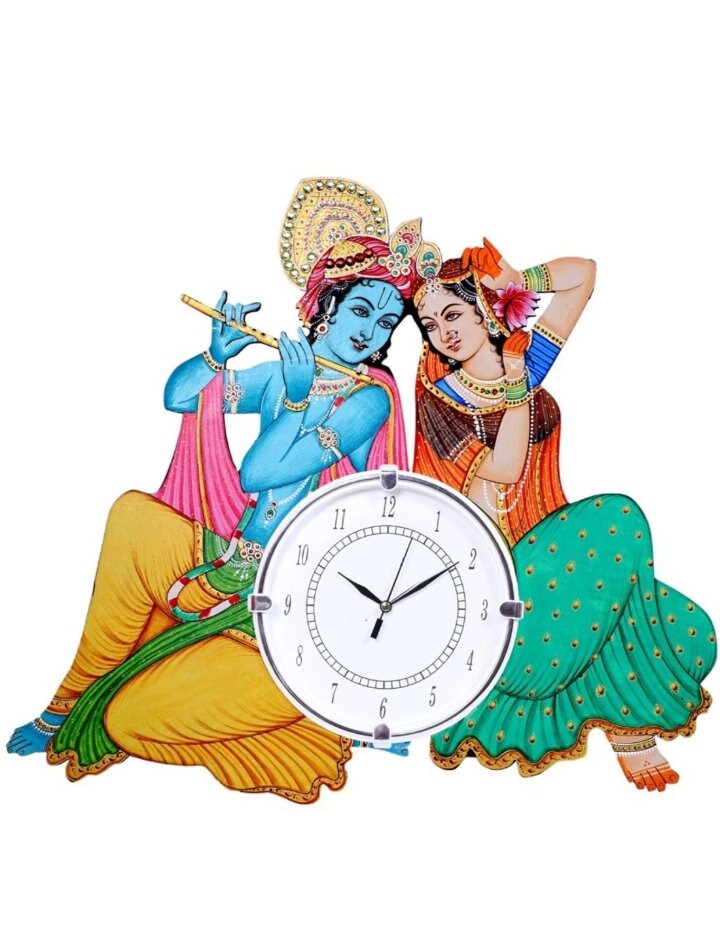 The Couple of Lord Krishna and Radha Design Wall Clock - Etsy