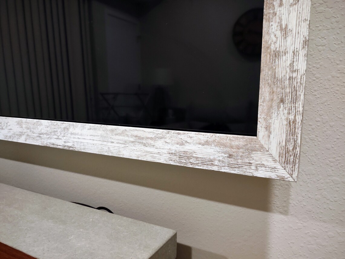 Rustic White Farmhouse TV Frame Wall Art Aesthetic Home - Etsy