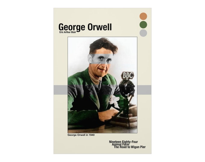 George Orwell Wall Art Poster, Animal Farm Poster, Author 1984, Classic ...