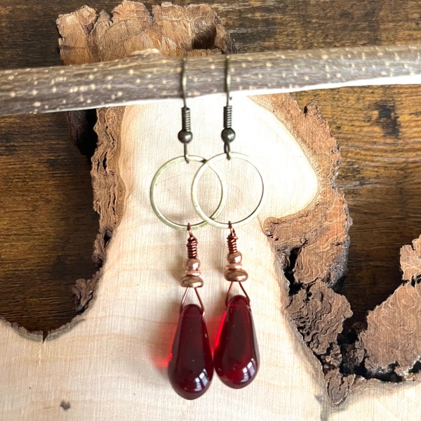 Red Glass Earrings - Etsy
