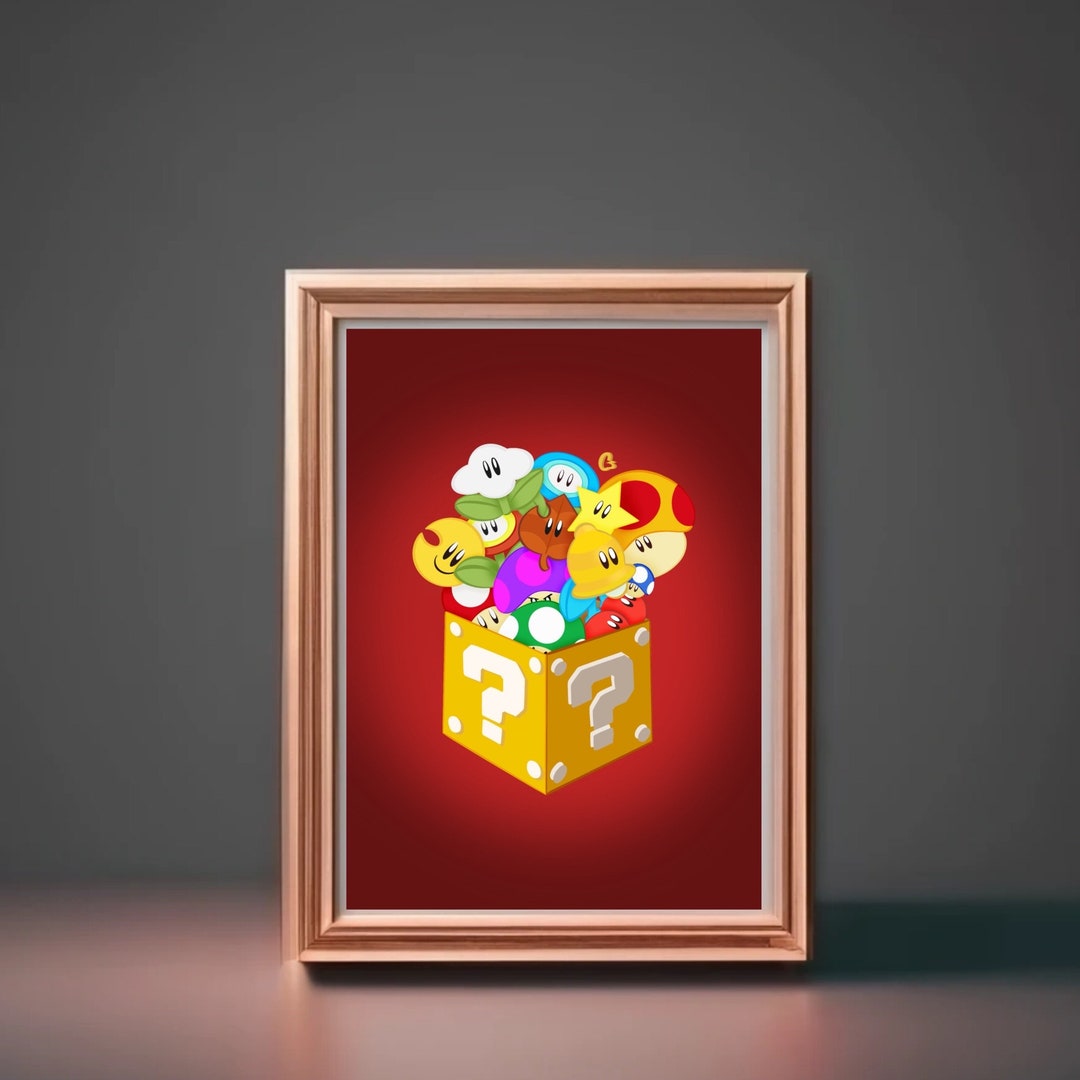 A Box of Power Ups, Mario Fan Art Print, Retro Video Game Decor, Gaming ...