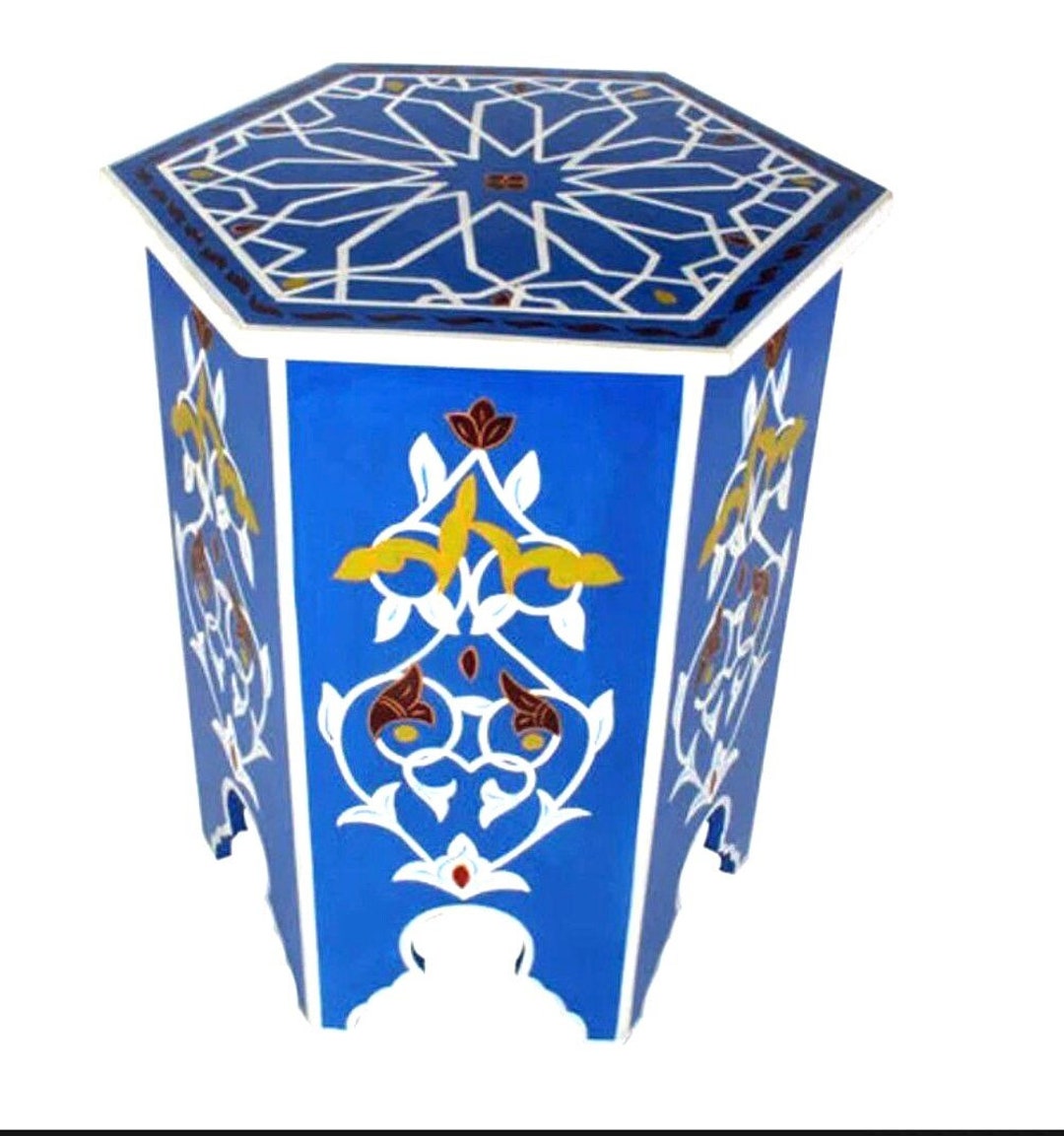 Moroccan Table Wood, Handmade and Handpainted Moroccan Wood Table - Etsy