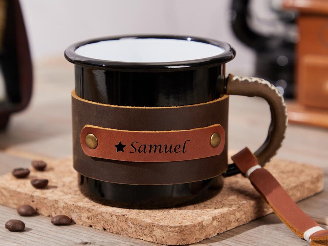 Personalized Leather Mug Travel Mug Camping Mug for Men Gift Mug ...