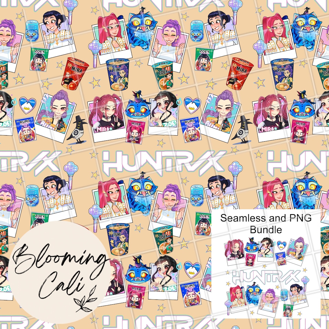 Kpop Hunters Seamless Pattern, Huntrix Digital Paper, Demon Hunters ...