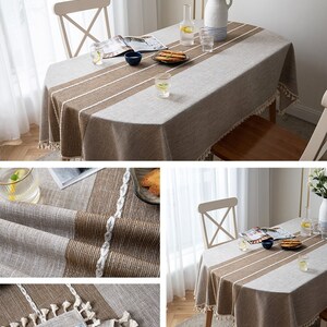 Cotton Tablecloth Linen Natural Dining Tablecloth Coffee - Etsy