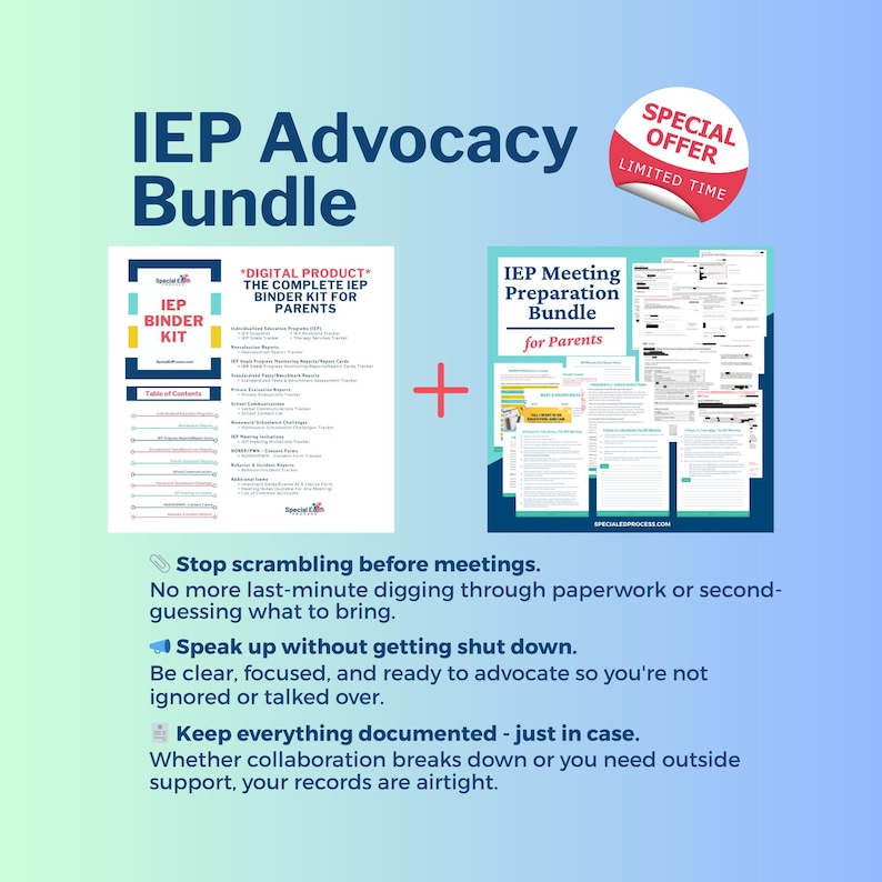 IEP Binder Kit + Parent Meeting Prep Worksheets – Special Education ...
