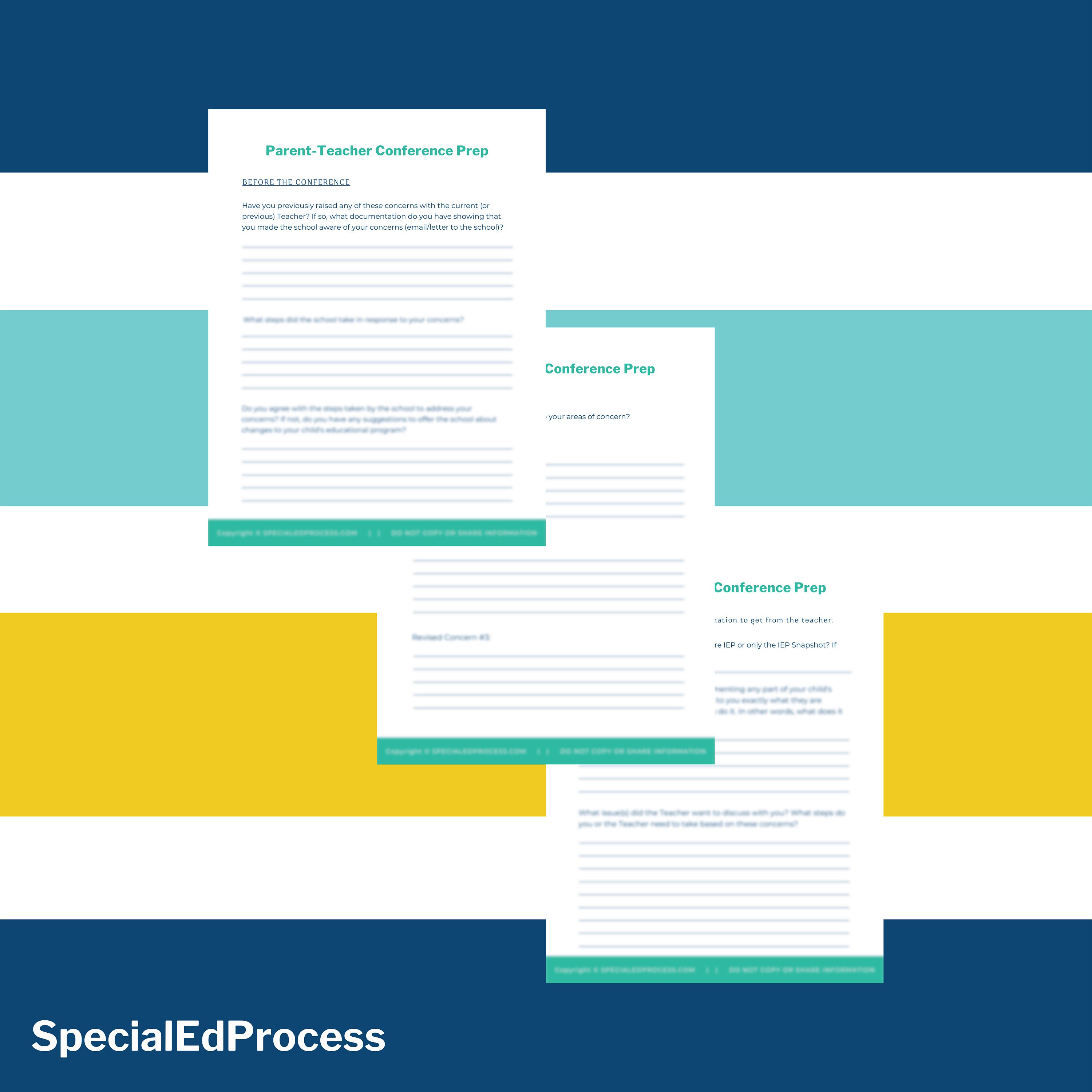 Parent-teacher Conference Preparation Form, Meeting Prep, IEP ...