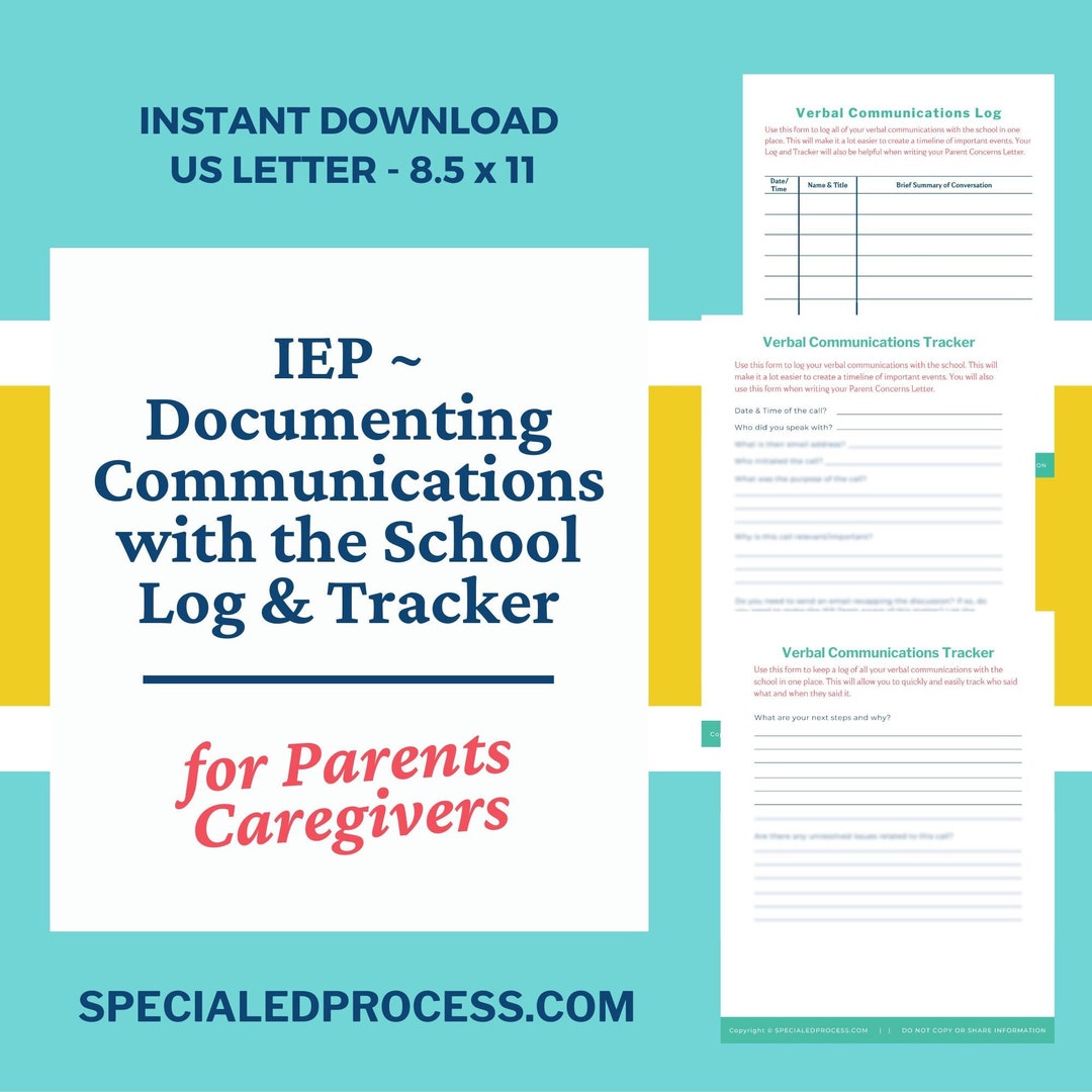 Special Education School Communication Tracker, IEP School ...