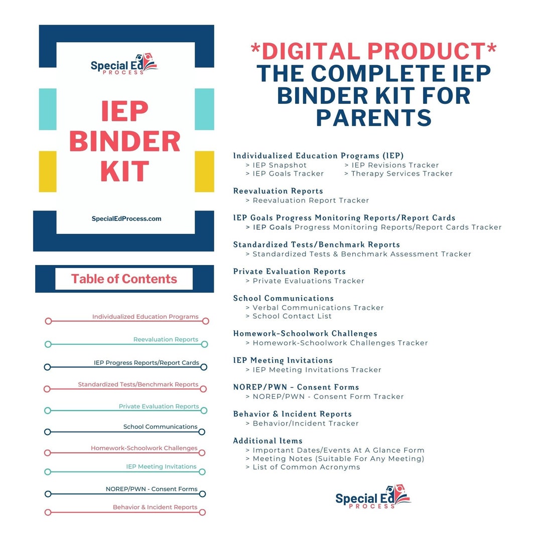 Special Education Binder Kit, IEP Meeting Organizer, Parent IEP Binder ...