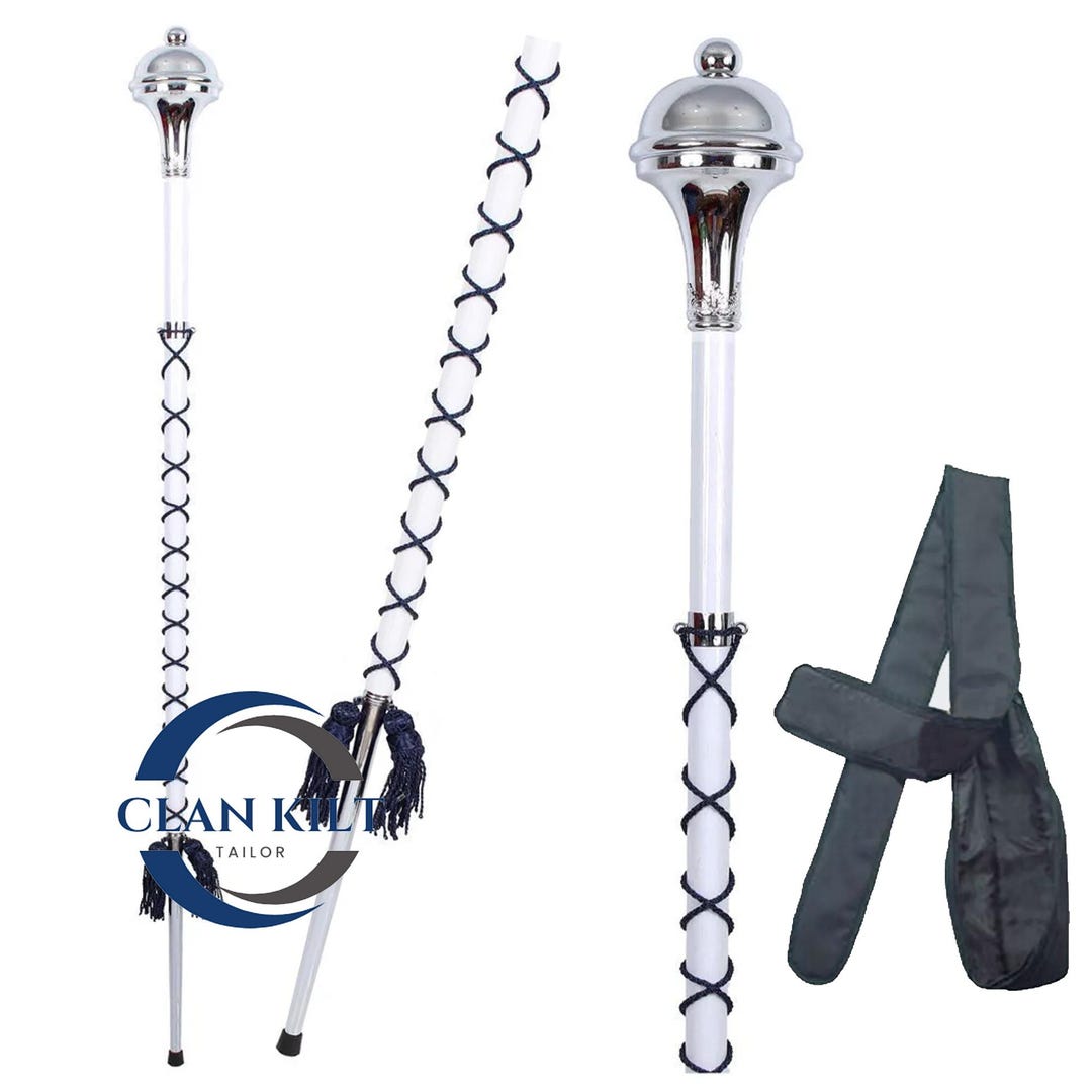 Drum Major Mace With Chrome Ball Top - Gold/silver Silk Cor, Brass ...