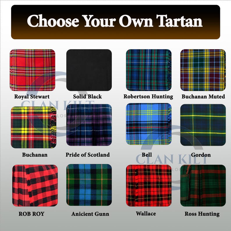 Men's Scottish Tartan Utility Kilts - Classic Highland Kilt, 8-yard ...