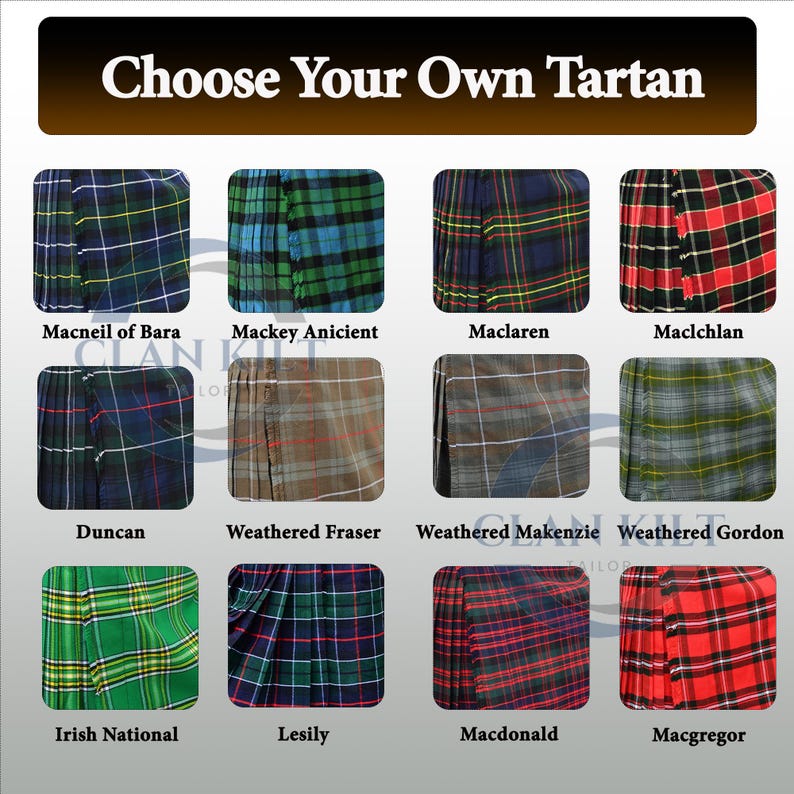 Men's Scottish Tartan Utility Kilts - Classic Highland Kilt, 8-yard ...