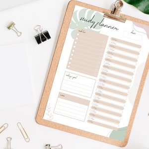 Study Planner Printable Tropical Minimalist | Daily Planner, Study ...