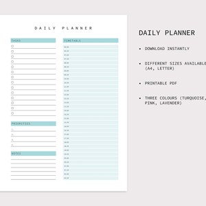 Daily Planner Printable Planner A4, Letter Instant Download Three ...