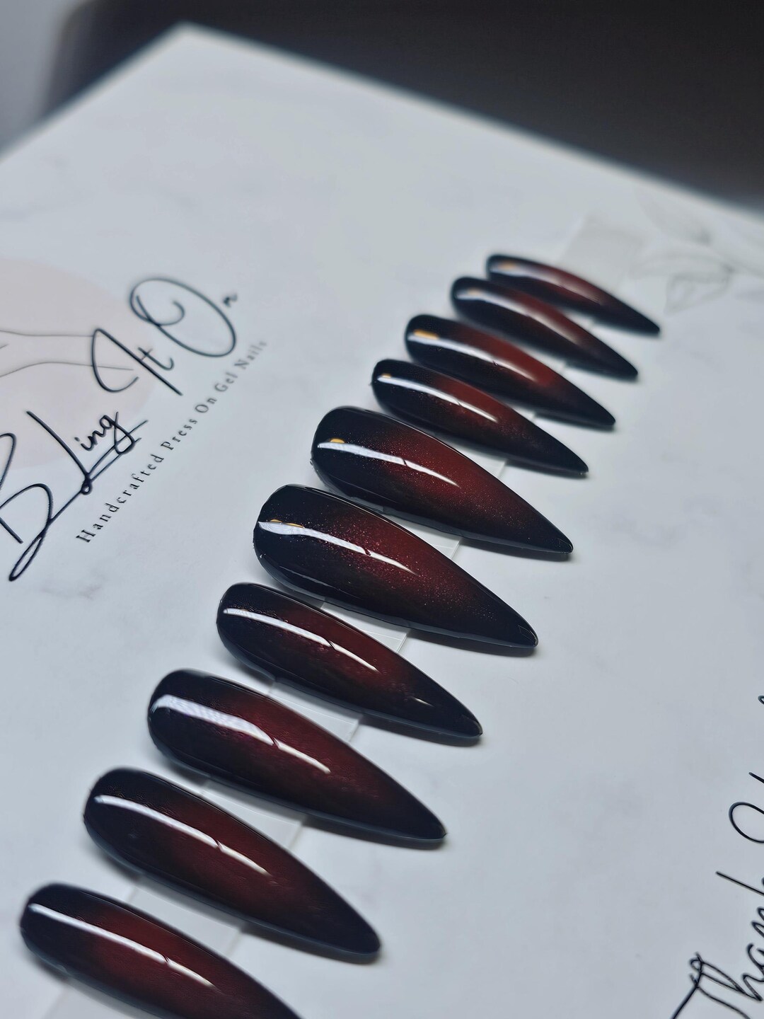 Black and Red Center Ombre Press on Gel Nails | Various Sizes and ...