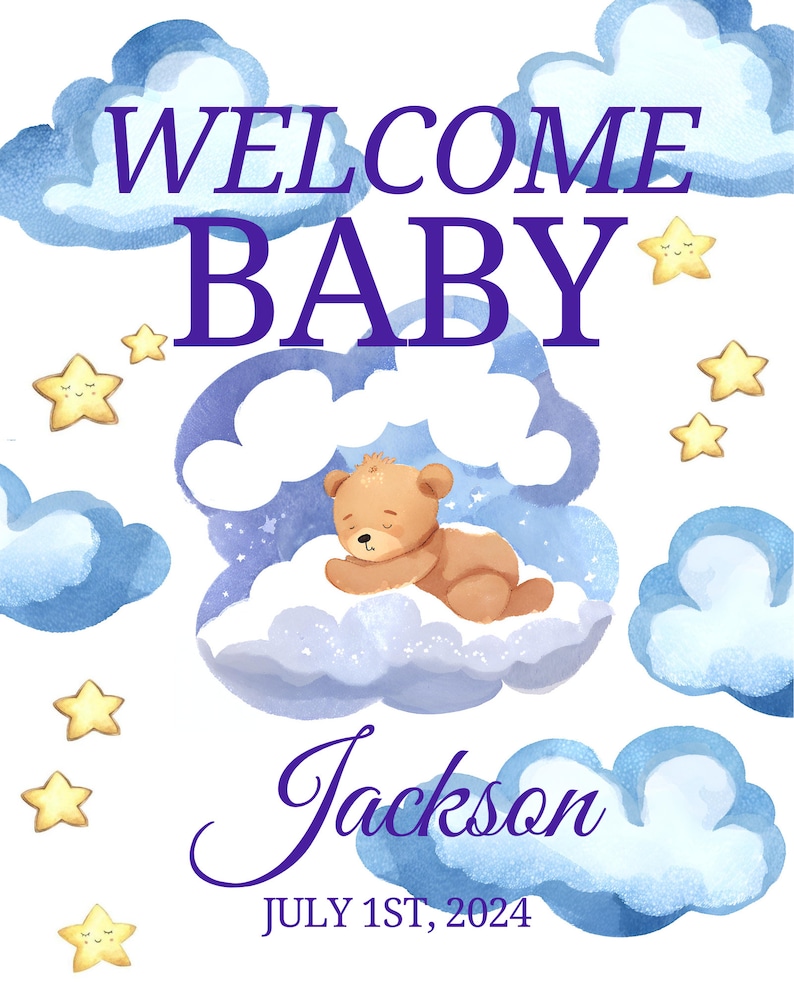Welcome Baby Boy Poster - Etsy