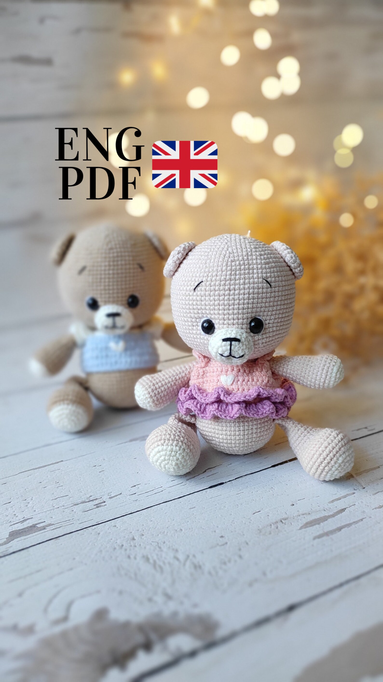 Ernie Rose Bear ,one Pattern Two Toys, English Amigurumi Pattern ...