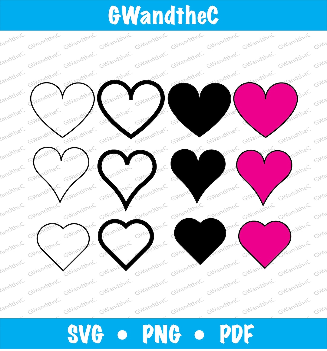 SVG Files for Cricut, Heart Bundle in SVG, PNG & Pdf Files, Digital ...