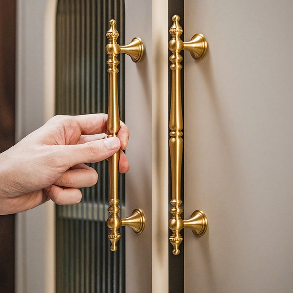 Aged Barn Door Pulls Thick Antique Brass Kitchen Pulls Aged Brass Handles Vintage Brass Kitchen ...