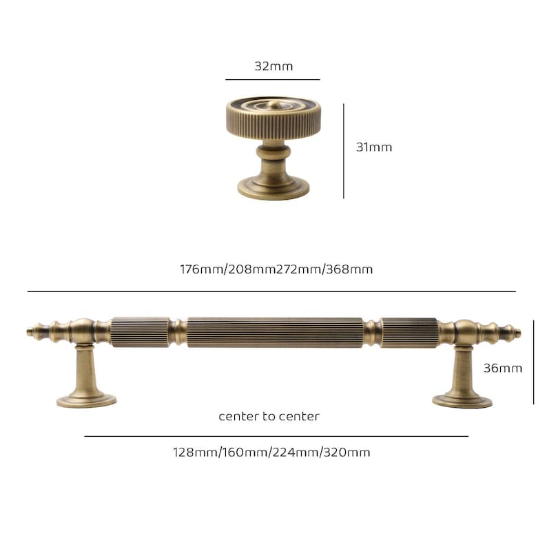 French Chic Antique Brass Handles: Linear Reeded Neoclassical Door ...