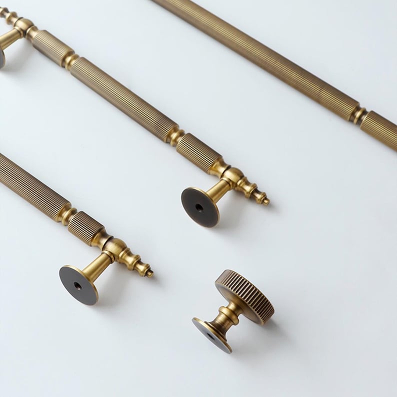 French Chic Antique Brass Handles: Linear Reeded Neoclassical Door ...