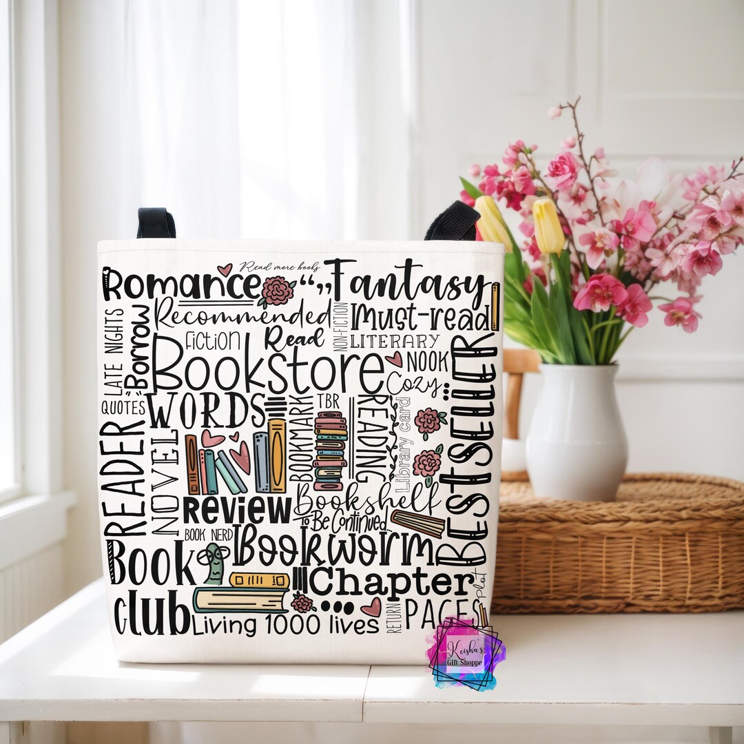 Tote Bag - Book Trope Words, Literary Tote, Reading Bag, Book Lover ...