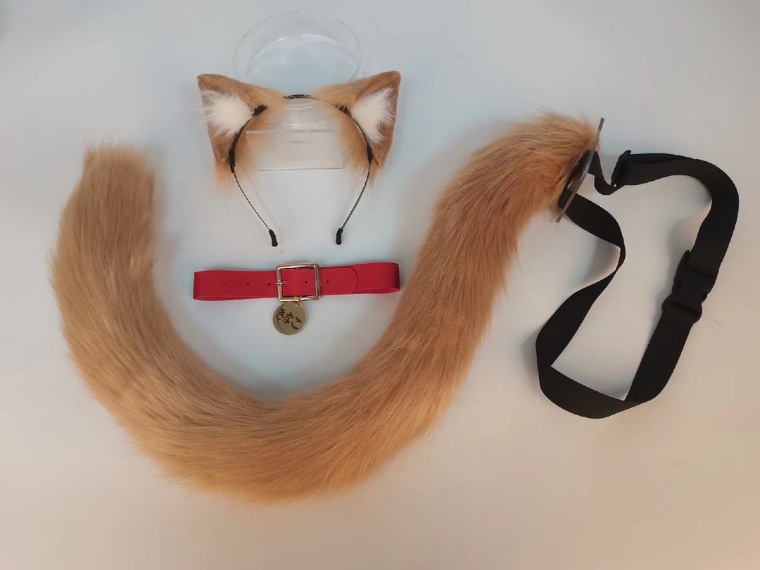 Cosplay Cat Ears Tail Kit Cosplay Headband Hairband Brown Cat Ears ...