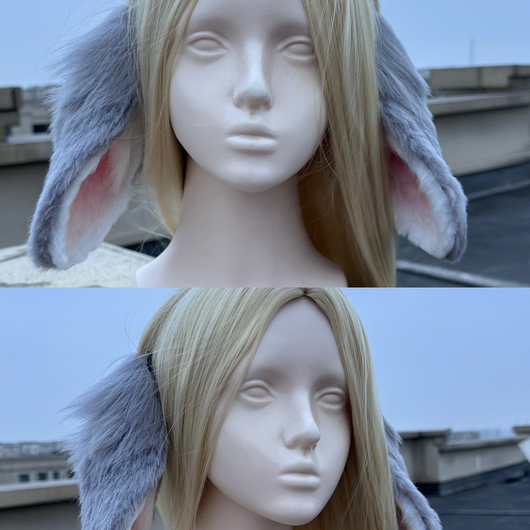 Cos Bunny Ears Kit Cosplay Grey Rabbit Headband Hairband - Etsy