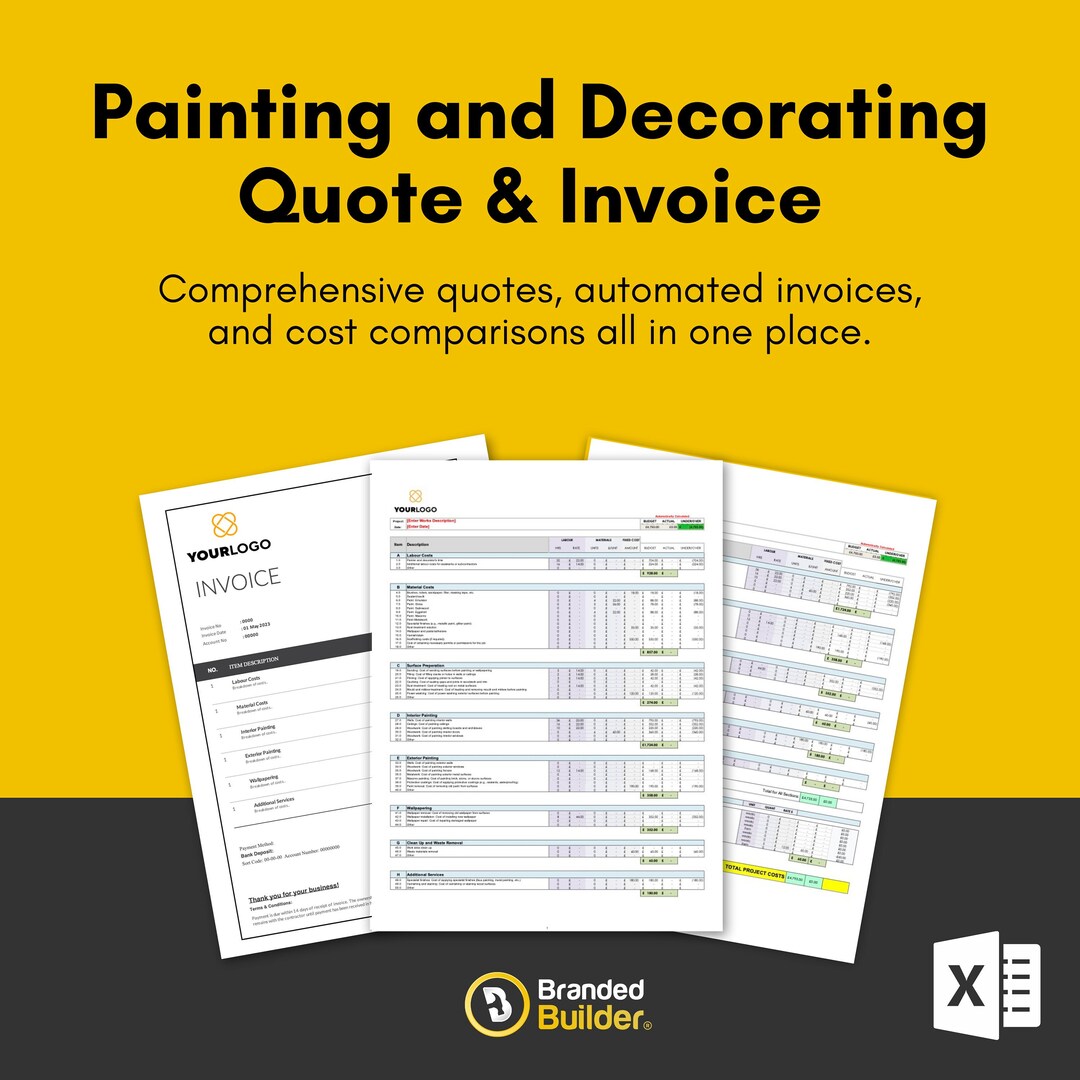 Painting & Decorating Job Pricing Template quote and Invoice - Etsy