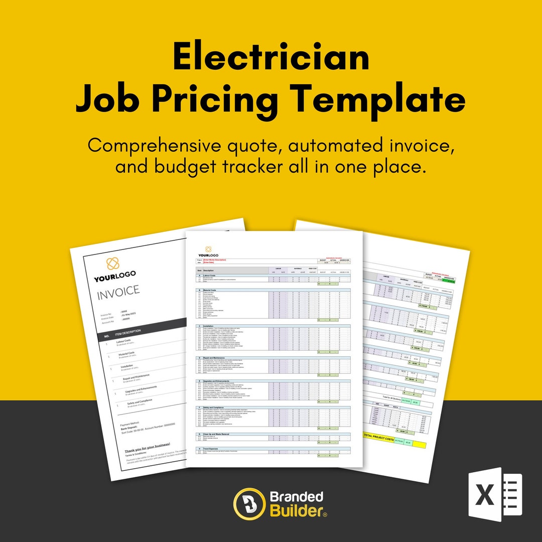 Electrician Job Pricing Template (quote and Invoice) - Etsy