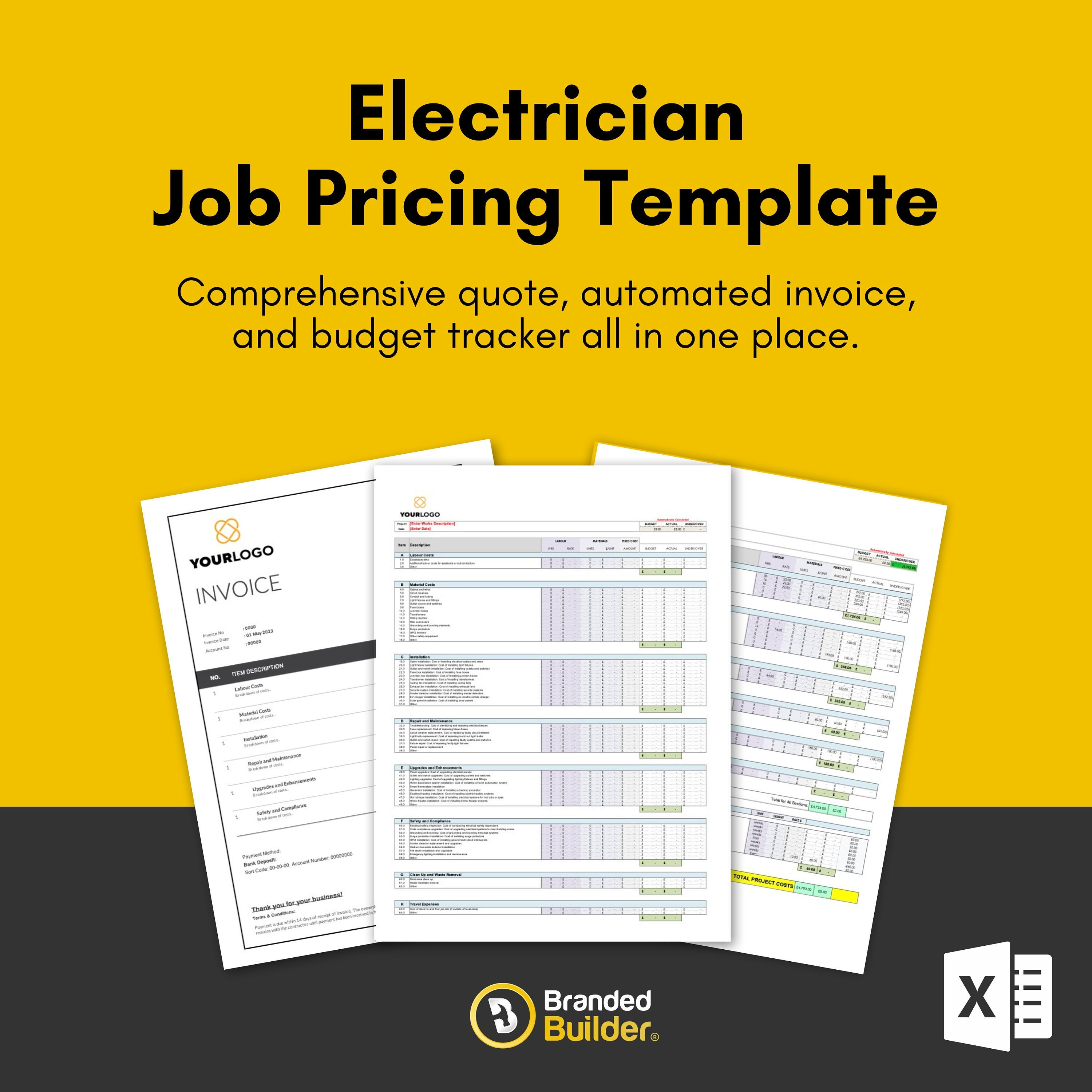 Electrician Job Pricing Template (quote and Invoice) - Etsy