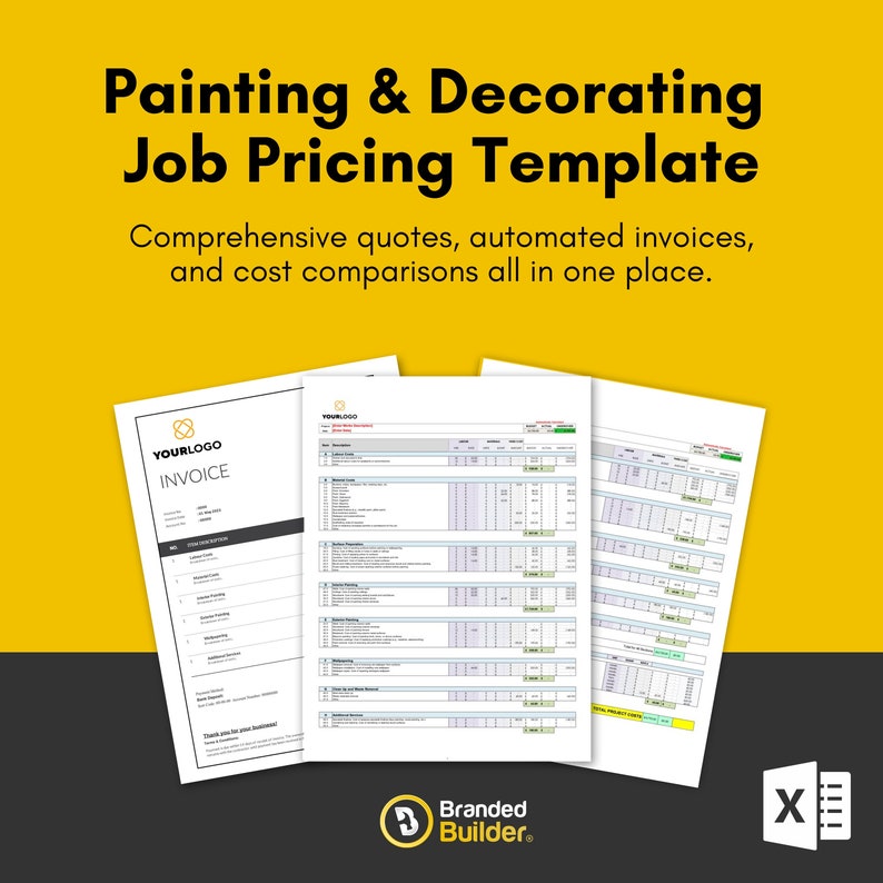 Painting & Decorating Job Pricing Template (quote and Invoice) - Etsy ...