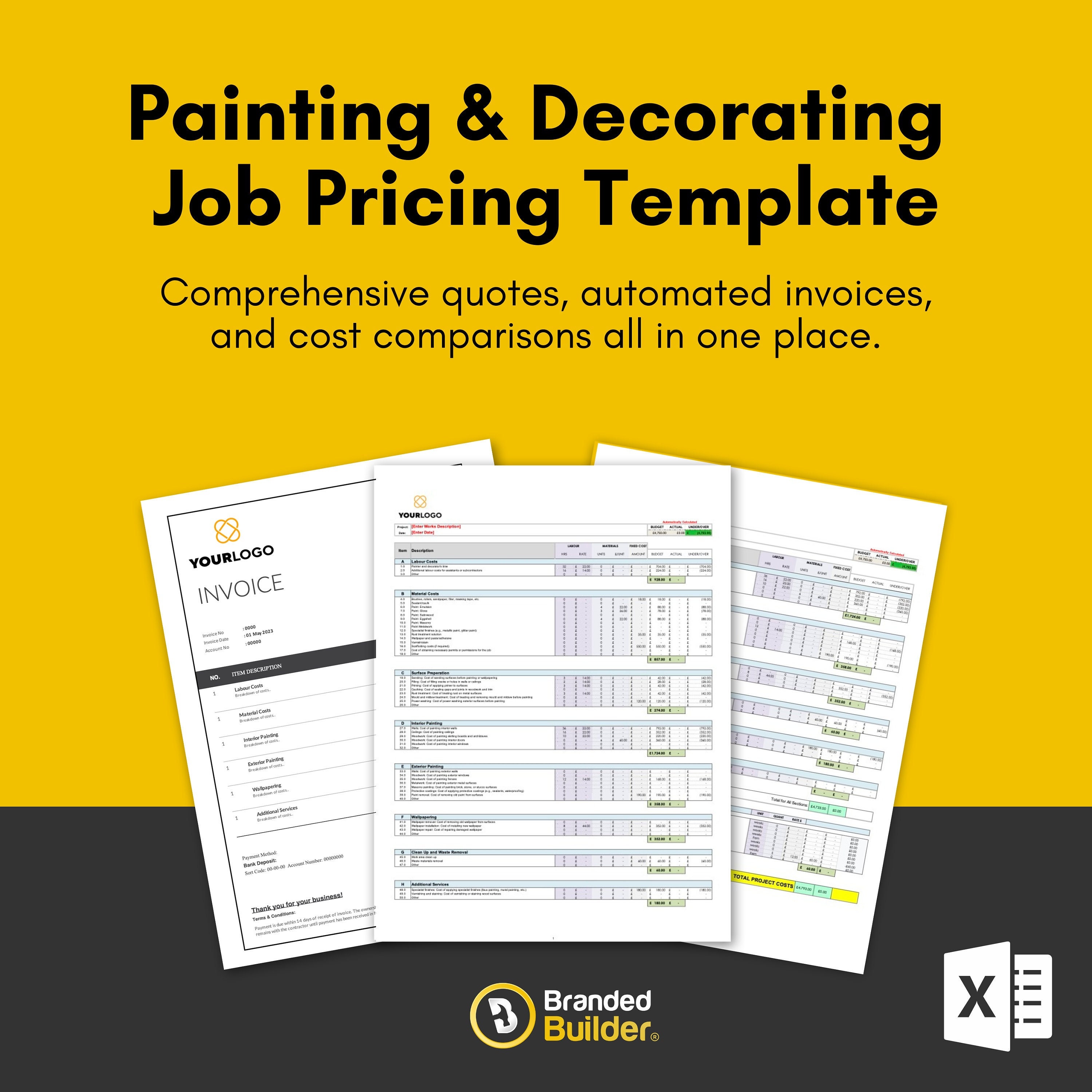 Painting & Decorating Job Pricing Template (quote and Invoice) - Etsy