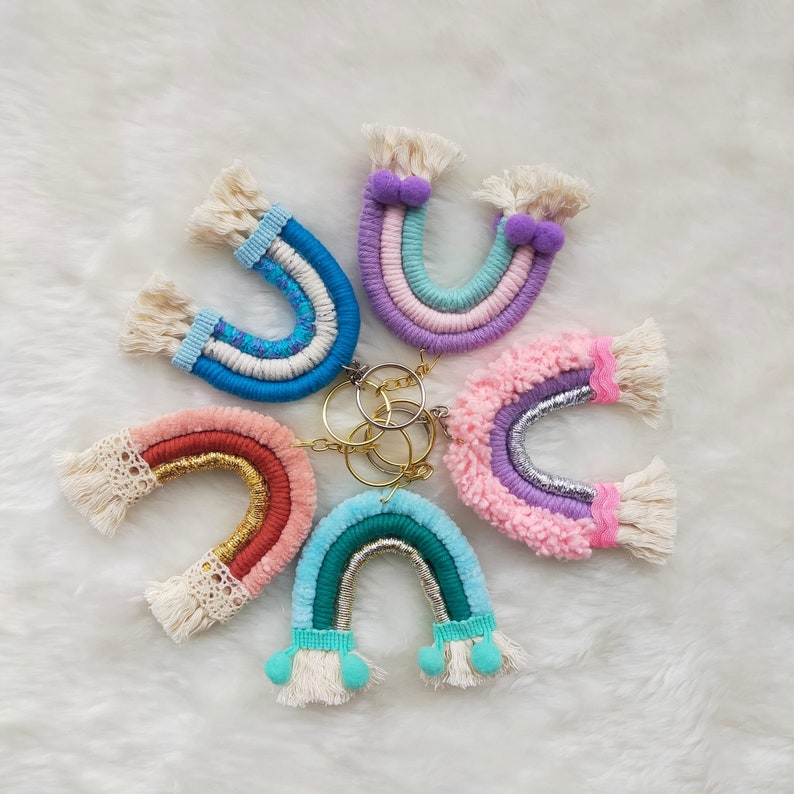 Rainbow Macrame Keychain | Baby Shower Favor, Newborn Gift - Etsy