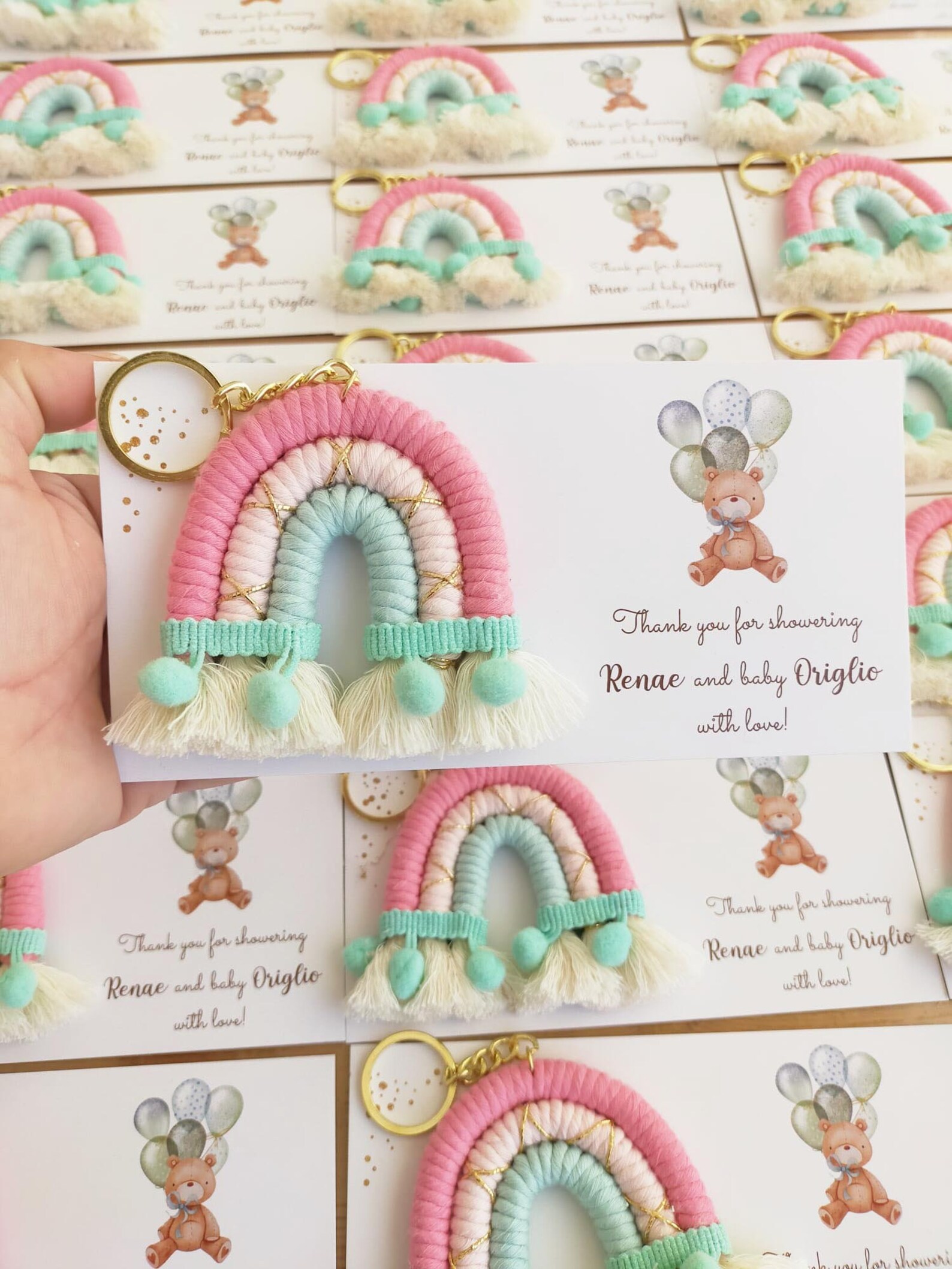 Rainbow Macrame Keychain Baby Shower Macrame Keychain Baby Shower ...
