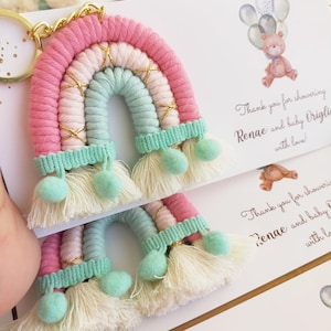 Rainbow Macrame Keychain | Baby Shower Macrame Keychain | Baby Shower ...