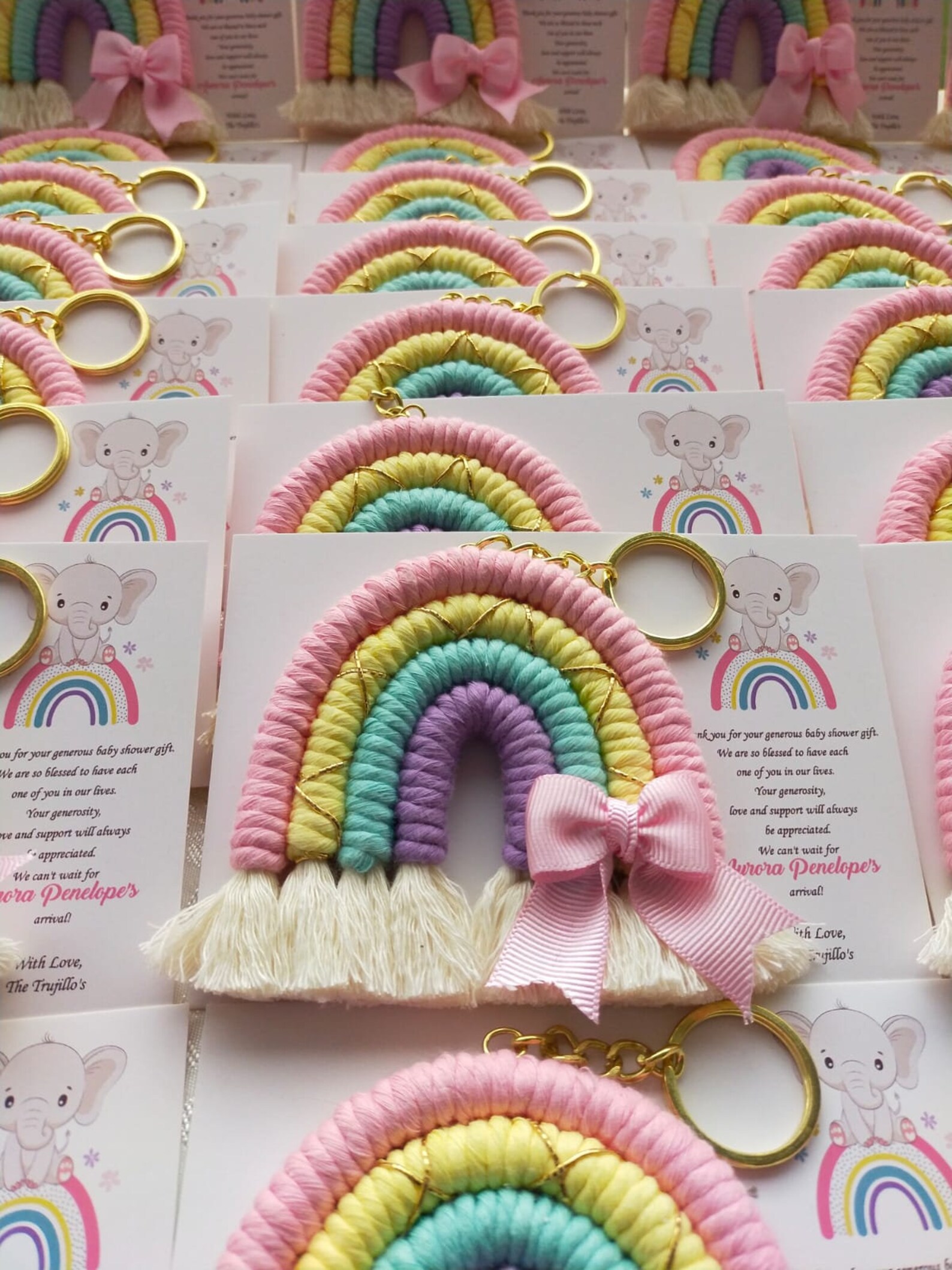 Rainbow Four Color Macrame Newborn Baby Guest Candy Keychain for Guest ...