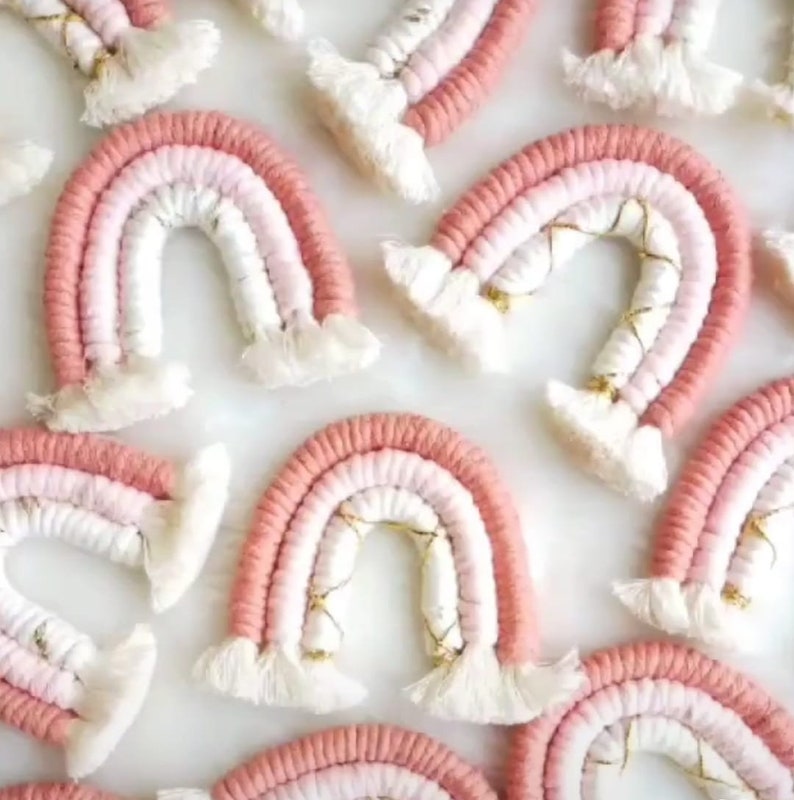 Rainbow Macrame Keychain Baby Shower Macrame Keychain Baby - Etsy