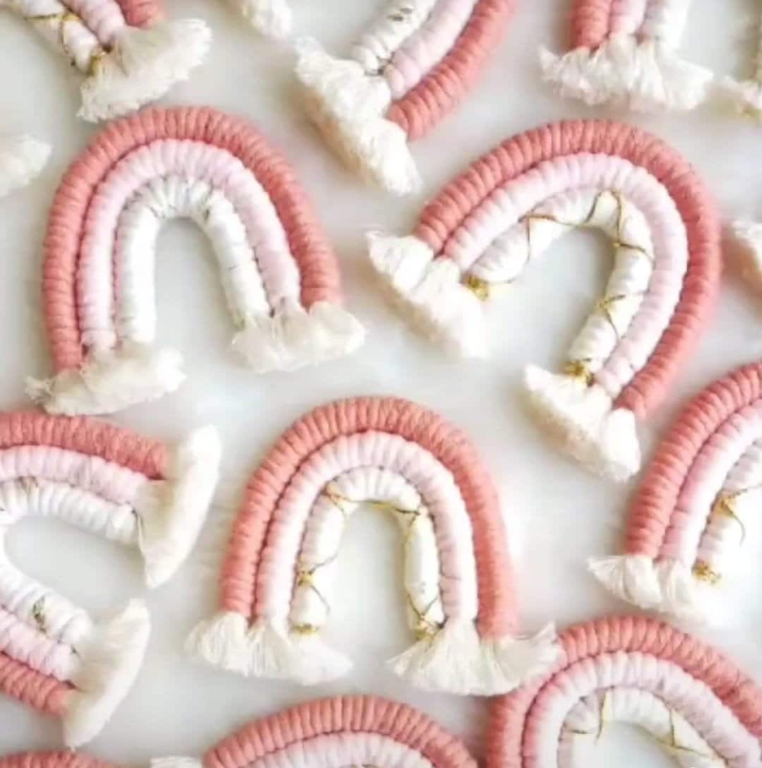 Rainbow Macrame Keychain | Baby Shower Macrame Keychain | Baby Shower ...