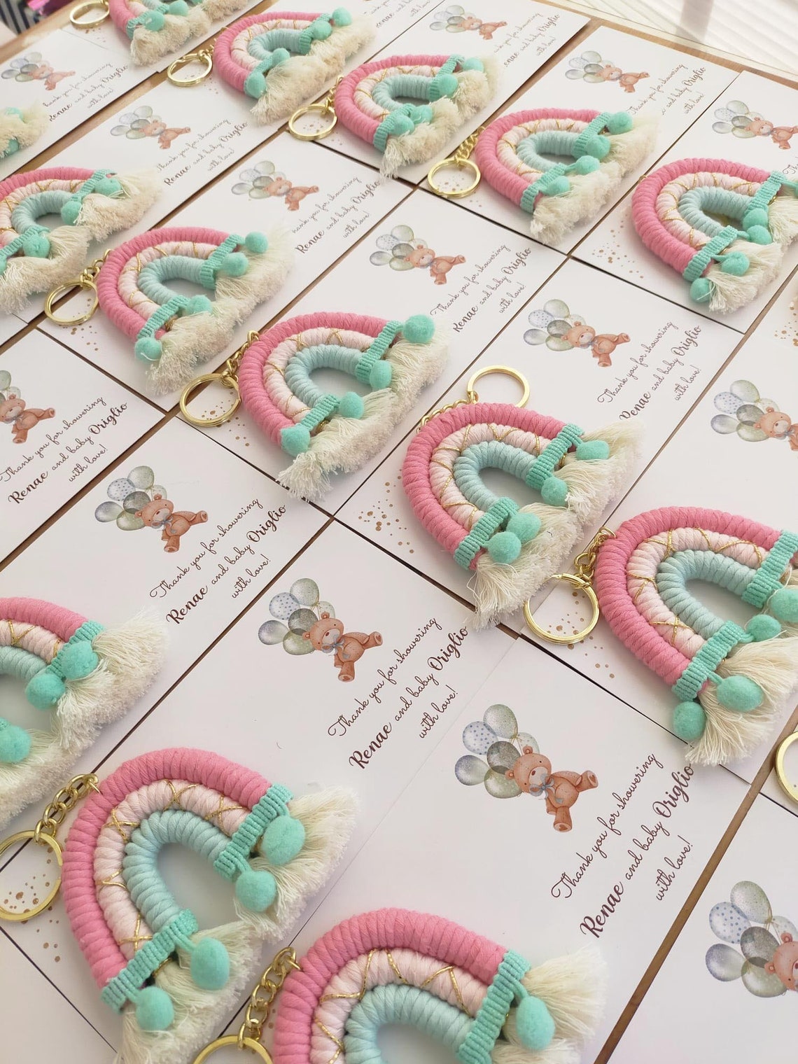 Rainbow Macrame Keychain: Baby Shower Favors - Etsy