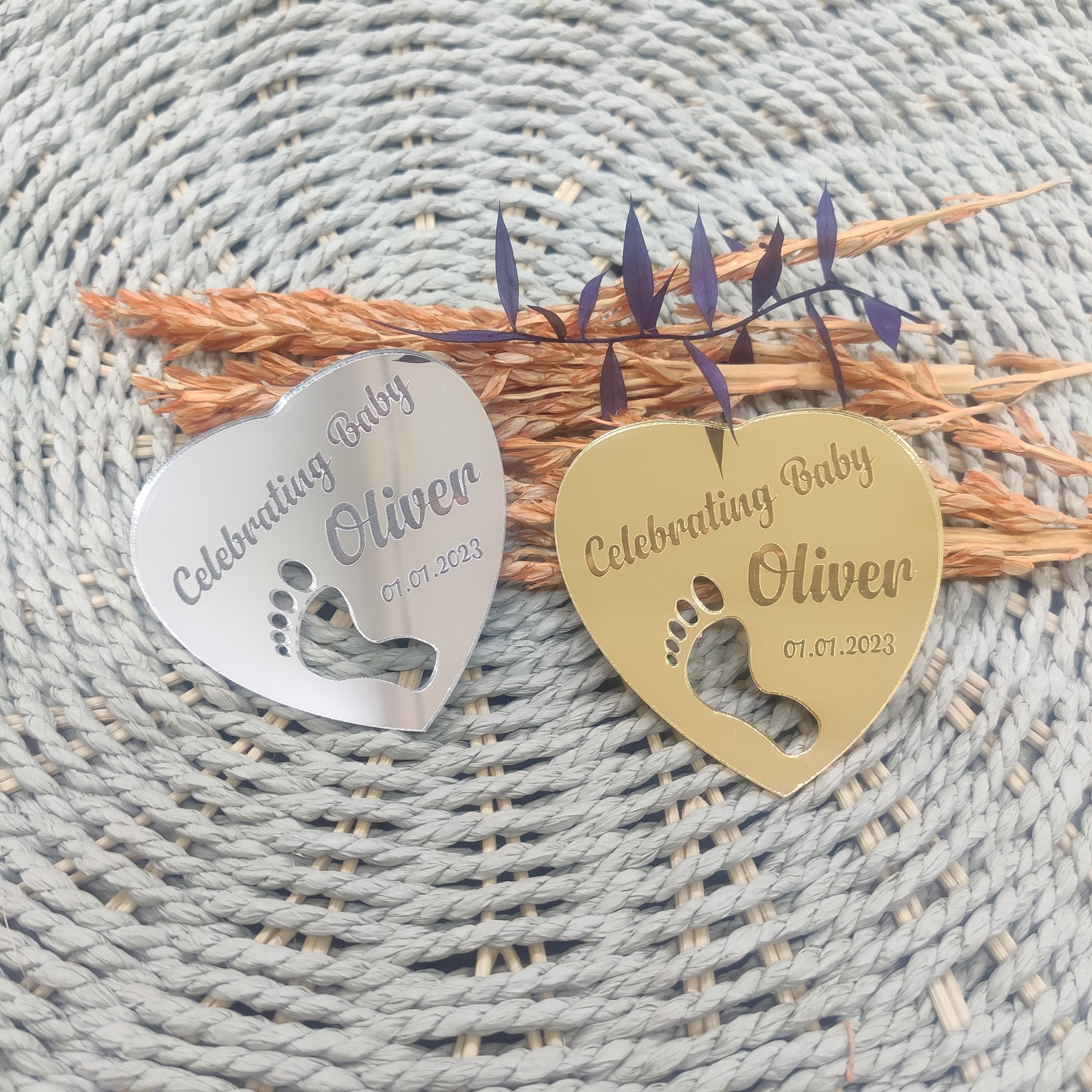 Engraved Baby Footprint Magnet: Personalized Newborn Gift, Shower Favor ...